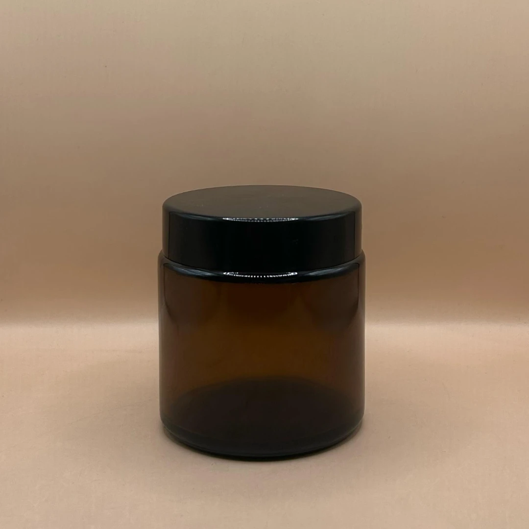 100GM Glass Jar Amber With Black Cap | Premium Amber Glass Jar for Skincare and Cosmetics ...