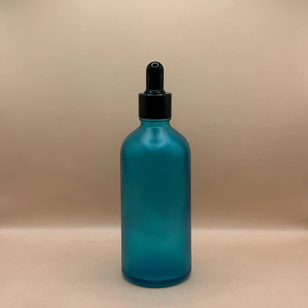 100ML Glass Round Dropper Bottle Frosted Blue with 18MM Dropper – Ideal ...
